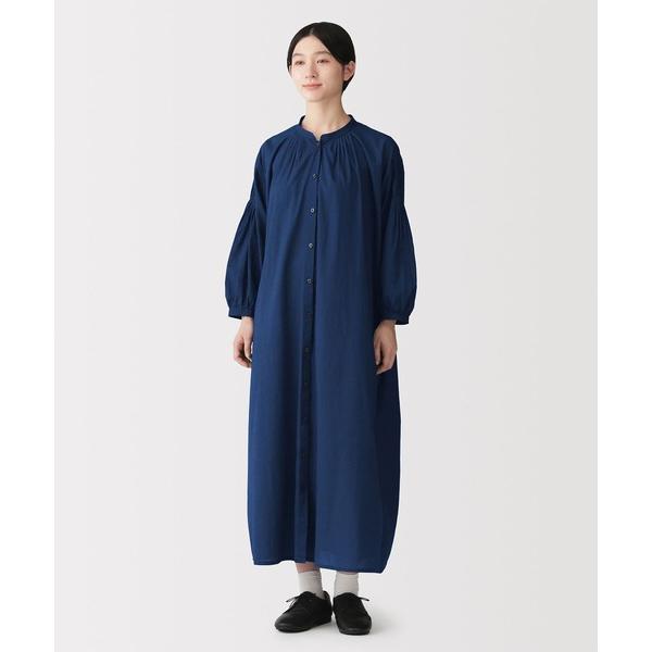 ZOZO問い合わせ番号:110759723ショップ:無印良品，ムジルシリョウヒンブランド:無印良品，ムジルシリョウヒン商品名:婦人　綿ピンタック　インディゴ染め七分袖ワンピースカテゴリ:ワンピース/ドレス>ワンピースブランド品番:45...