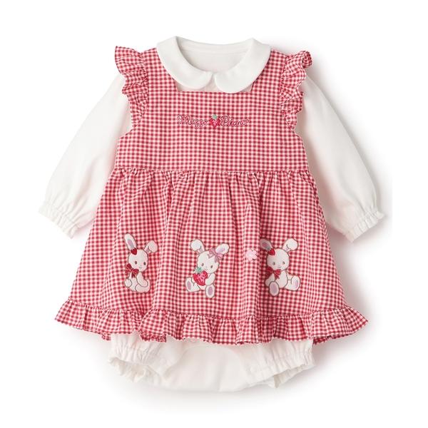 ※このアイテムは返品・交換対象外商品です。ZOZO問い合わせ番号:110799871ショップ:NARUMIYA ONLINE，ナルミヤ オンラインブランド:mezzo piano，メゾピアノ商品名:レトロウサギ　ロンパース＆エプロンセットカ...
