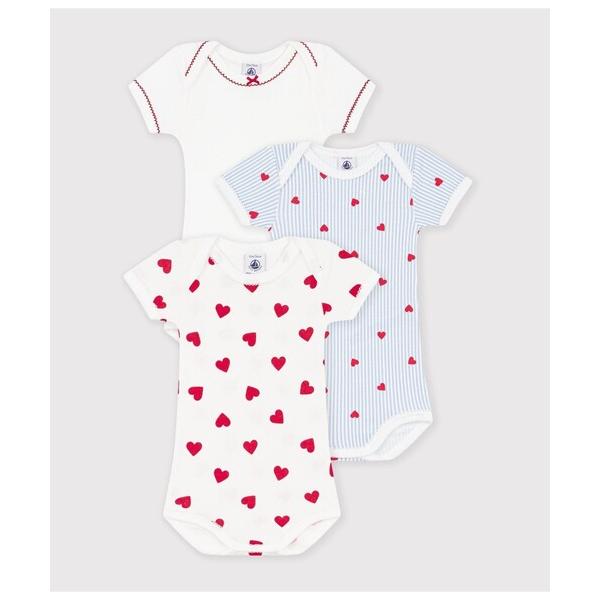 ※このアイテムは返品・交換対象外商品です。ZOZO問い合わせ番号:110800046ショップ:PETIT BATEAU，プチバトーブランド:PETIT BATEAU，プチバトー商品名:ハートプリント半袖USボディ３枚組カテゴリ:ママ＆ベビー...