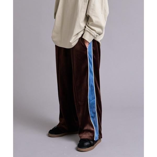 ZOZO問い合わせ番号:110800272ショップ:pairmanon，ペアマノンブランド:PAIRMANON STREET，ペアマノンストリート商品名:「90-160cm」ベロア 配色デザイン ワイドストレートパンツ「PAIRMANON ...