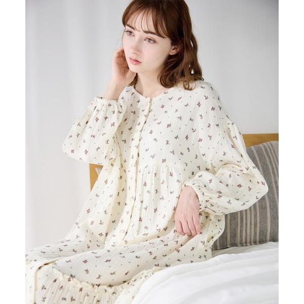 ZOZO問い合わせ番号:110873915ショップ:cross marche，クロスマルシェブランド:Rosemadame，ローズマダム商品名:マタニティ ルームワンピース｜綿100％ ダブルガーゼ 花柄 授乳対応 ネグリジェ パジャマ 産...