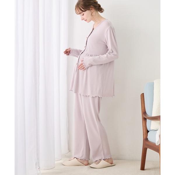 ZOZO問い合わせ番号:110873917ショップ:cross marche，クロスマルシェブランド:Rosemadame，ローズマダム商品名:マタニティパジャマ｜なめらか レーヨン混 リブ素材 授乳対応 入院準備 産前産後対応カテゴリ:マ...