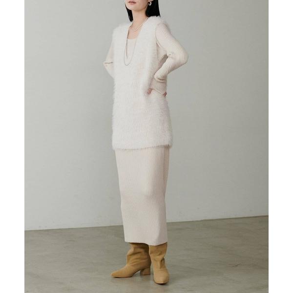 ZOZO問い合わせ番号:110875112ショップ:natural couture，ナチュラルクチュールブランド:LARUTA，ラルータ，natural couture，ナチュラルクチュール商品名:「LARUTA」リブニットワンピース×フェ...