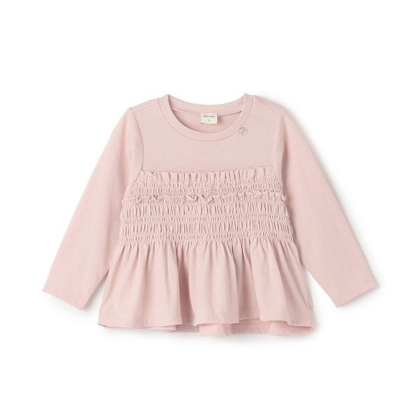 ZOZO問い合わせ番号:110912427ショップ:petit main，プティマインブランド:petit main，プティマイン商品名:「リンク」シャーリングペプラム長袖Tシャツカテゴリ:トップス>Tシャツ/カットソーブランド品番:...