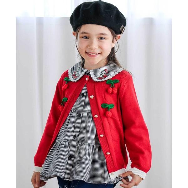 ZOZO問い合わせ番号:110951337ショップ:BEBE ONLINE STORE，ベベ オンラインストアブランド:SLAP SLIP，スラップスリップ商品名:ハート柄チェリー付きニットカーディガン(80~130cm)カテゴリ:トップス...