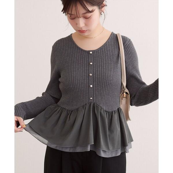 『タイムセール実施中』ZOZO問い合わせ番号:110954416ショップ:natural couture，ナチュラルクチュールブランド:natural couture，ナチュラルクチュール商品名:異素材ペプラムニットカテゴリ:トップス&gt...