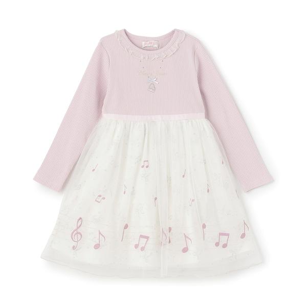ZOZO問い合わせ番号:111028947ショップ:NARUMIYA ONLINE，ナルミヤ オンラインブランド:mezzo piano，メゾピアノ商品名:音符刺しゅうチュール　ドッキングワンピースカテゴリ:ワンピース/ドレス>ワンピ...