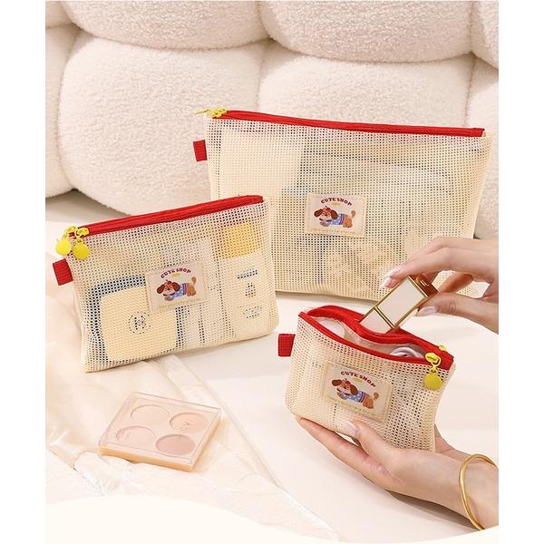 ZOZO問い合わせ番号:111067965ショップ:CERCA，チェルカブランド:Pochi Pouch，ポチポーチ商品名:Pochi Pouch/【3サイズ展開】犬ワッペン メッシュポーチ / 韓国風 メッシュ コスメポーチカテゴリ:財布...