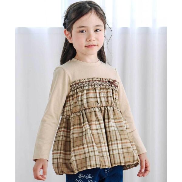 『タイムセール実施中』ZOZO問い合わせ番号:111068973ショップ:BEBE ONLINE STORE，ベベ オンラインストアブランド:SLAP SLIP，スラップスリップ商品名:「お揃い」チェックドッキング長袖Tシャツ(80~130...