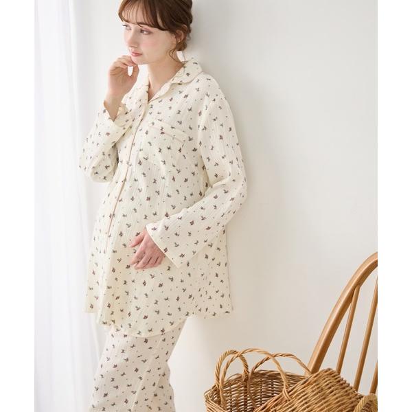 ZOZO問い合わせ番号:111114311ショップ:cross marche，クロスマルシェブランド:Rosemadame，ローズマダム商品名:マタニティパジャマ 綿100％｜ダブルガーゼ 花柄 授乳対応 入院準備 産前産後対応カテゴリ:マ...