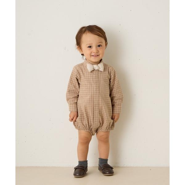 ※このアイテムは返品・交換対象外商品です。ZOZO問い合わせ番号:111152417ショップ:riziere，リジェールブランド:riziere，リジェール商品名:「リンク」選べる2柄フランネルバンドカラーベビーシャツロンパース（ボタン取り...