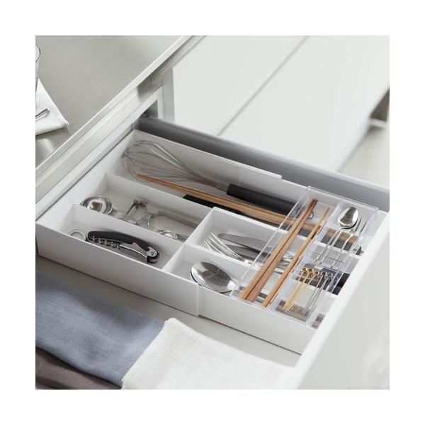 ZOZO問い合わせ番号:111155416ショップ:YAMAZAKI，ヤマザキブランド:tower，タワー商品名:伸縮＆スライド カトラリートレー タワーカテゴリ:食器/キッチン>キッチン収納ブランド品番:241214原産国:中国カラ...