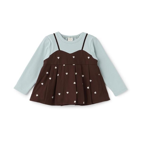 ZOZO問い合わせ番号:111192864ショップ:petit main，プティマインブランド:petit main，プティマイン商品名:「リンク」ハート刺しゅうタックペプラム長袖Tシャツカテゴリ:トップス>Tシャツ/カットソーブラン...