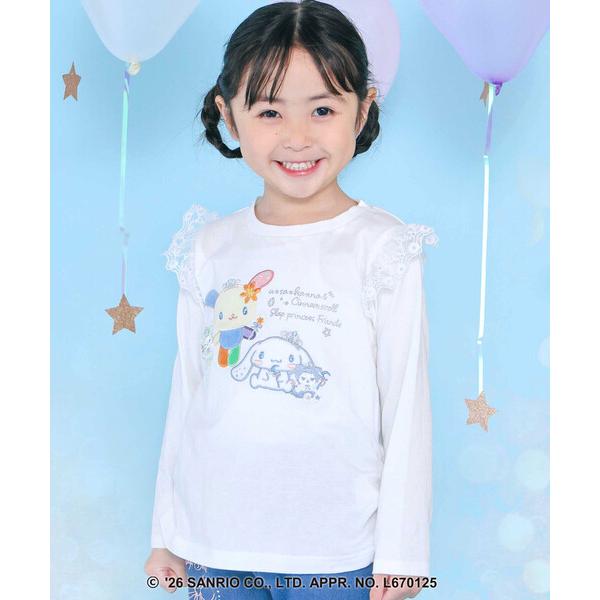ZOZO問い合わせ番号:111198759ショップ:BEBE ONLINE STORE，ベベ オンラインストアブランド:SLAP SLIP，スラップスリップ商品名:「サンリオキャラクターズｘSLAPSLIP」パッチ刺しゅう肩フリル長袖Tシャ...