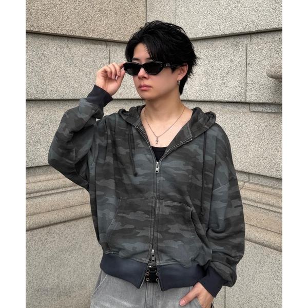 ZOZO問い合わせ番号:111275034ショップ:IF Div.，アイエフディビジョンブランド:ADAMASTE，アダマスト商品名:Double Zip-Up Short Hoodie Camo - 迷彩ダブルショートフーディー「短丈」カ...