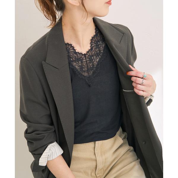 ZOZO問い合わせ番号:111311607ショップ:Spick &amp; Span，スピック アンド スパンブランド:Spick &amp; Span，スピックアンドスパン商品名:レースドッキングVネックインナーカテゴリ:トップス>...
