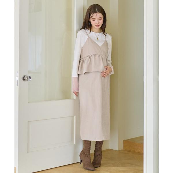 『タイムセール実施中』ZOZO問い合わせ番号:111315330ショップ:cross marche，クロスマルシェブランド:Rosemadame，ローズマダム商品名:ペプラムキャミワンピ×シアーカットソー　 産前産後対応　マタニティ ワンピ...