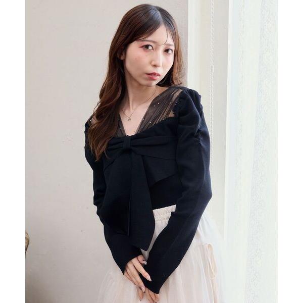 『タイムセール実施中』ZOZO問い合わせ番号:111354363ショップ:MAJESTIC LEGON，マジェスティックレゴンブランド:MAJESTIC LEGON，マジェスティックレゴン商品名:デコルテシアーフロントリボンニットカテゴリ:...