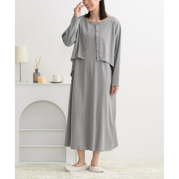 ZOZO問い合わせ番号:111395550ショップ:nissen，ニッセンブランド:QUNTSTYLE，キュントスタイル商品名:「マタニティ」綿混リブ長袖ネグリジェカテゴリ:ママ＆ベビー>マタニティウェア/グッズブランド品番:CIY0...