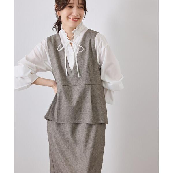 ZOZO問い合わせ番号:111442346ショップ:ROPE' PICNIC，ロぺピクニックブランド:ROPE' PICNIC，ロペピクニック商品名:レイヤード風ペプラムジャンパースカートカテゴリ:ワンピース/ドレス>ジャンパースカー...