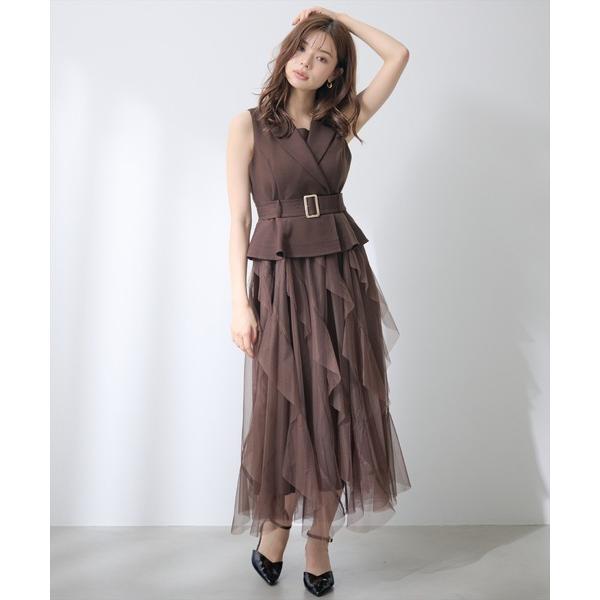 ZOZO問い合わせ番号:111516331ショップ:AND COUTURE，アンドクチュールブランド:AND COUTURE，アンドクチュール商品名:「再入荷予約受付中」ペプラムジレレイヤードラッフルフリルワンピースカテゴリ:ワンピース/ド...