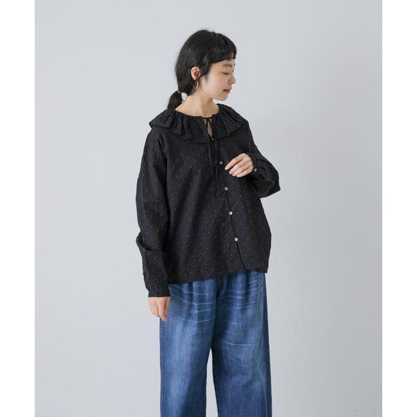 ZOZO問い合わせ番号:111553313ショップ:かぐれ，かぐれブランド:かぐれ，カグレ商品名:フリルネックドットブラウスカテゴリ:トップス>シャツ/ブラウスブランド品番:GA26330-2030207素材:綿100%原産国:日本カ...