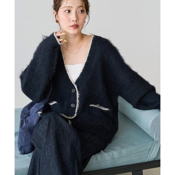 ZOZO問い合わせ番号:111555408ショップ:FREAK'S STORE，フリークスストアブランド:FREAK'S STORE，フリークスストア商品名:限定展開　配色 ライン シャギー ニット Vネック カーディガンカテゴリ:トップス...