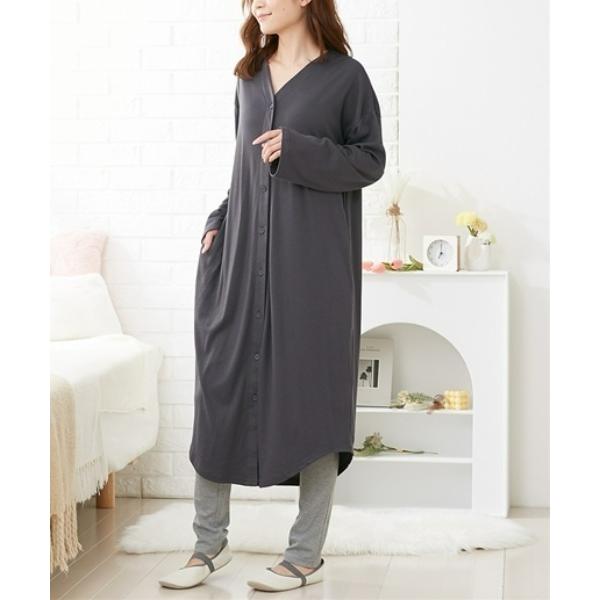 ZOZO問い合わせ番号:111556766ショップ:nissen，ニッセンブランド:QUNTSTYLE，キュントスタイル商品名:「マタニティ」275日着れる＊ 前開き長袖ルームウエア（ワンピース＋レギンス）カテゴリ:ママ＆ベビー>マタ...