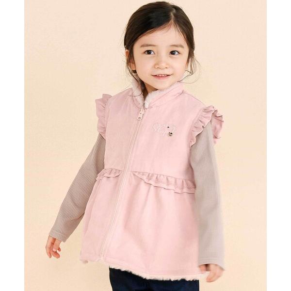 ZOZO問い合わせ番号:111601021ショップ:BEBE ONLINE STORE，ベベ オンラインストアブランド:SLAP SLIP，スラップスリップ商品名:肩フリルリバーシブルベスト(80~130cm)カテゴリ:トップス>ベス...