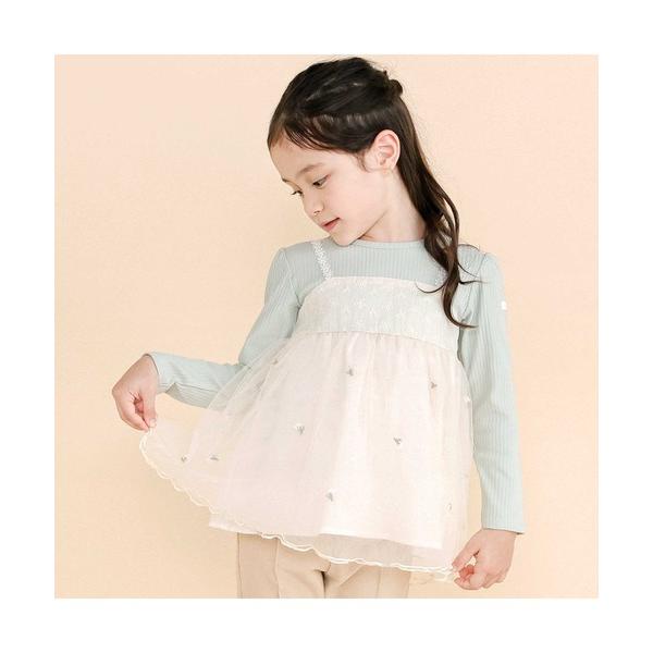 『タイムセール実施中』ZOZO問い合わせ番号:111642296ショップ:BEBE ONLINE STORE，ベベ オンラインストアブランド:SLAP SLIP，スラップスリップ商品名:「お揃い」チュールドッキングスパンテレコ長袖Tシャツ(...