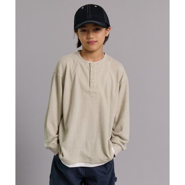 ZOZO問い合わせ番号:111645096ショップ:pairmanon，ペアマノンブランド:PAIRMANON STREET，ペアマノンストリート，pairmanon，ペアマノン商品名:「90-160cm」ワッフル ヘンリーネック 長袖Tシ...