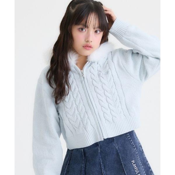 ZOZO問い合わせ番号:111719983ショップ:NARUMIYA ONLINE，ナルミヤ オンラインブランド:PINK-latte，ピンクラテ商品名:「洗える」モールニットファージップパーカーカテゴリ:トップス>ニット/セーターブ...