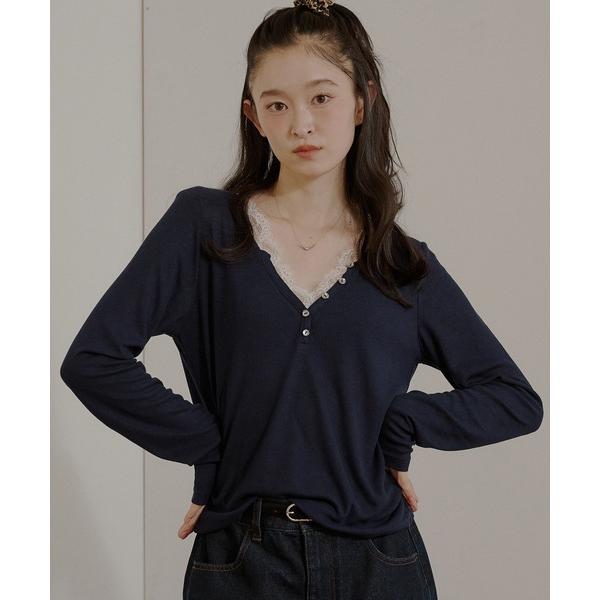 ZOZO問い合わせ番号:111724670ショップ:MUHET，ミュエータブランド:MUHET，ミュエータ商品名:lace v neck button knit top / レースVネックボタンニットトップカテゴリ:トップス>ニット/...