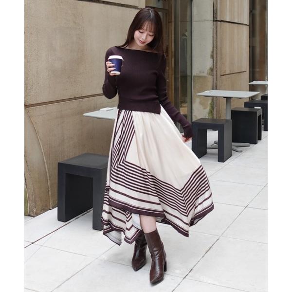 ZOZO問い合わせ番号:111888085ショップ:EIMY ISTOIRE，エイミーイストワールブランド:EIMY ISTOIRE，エイミーイストワール商品名:SCARF PATTERN KNITSET DRESSカテゴリ:ワンピース/ド...