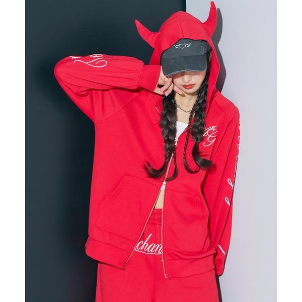 ZOZO問い合わせ番号:112104871ショップ:ANAP，アナップブランド:ANAP GiRL，アナップガール商品名:デビルツノダブルジップラメスウェットパーカー（別売りＳＥＴＵカテゴリ:トップス>パーカーブランド品番:914-8...