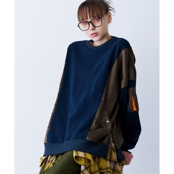 ZOZO問い合わせ番号:112177892ショップ:SeeSew，シーソーブランド:SeeSew，シーソー商品名:「UNISEX」SATIN MIX MA-1 SWEAT/サテンミックスMA-1スウェットカテゴリ:トップス>スウェット...