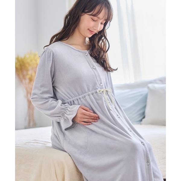 ZOZO問い合わせ番号:112253854ショップ:cross marche，クロスマルシェブランド:Rosemadame，ローズマダム商品名:「親子でお揃い」ベロア ネグリジェ ワンピース マタニティパジャマ 授乳対応 前開き ルームウェ...