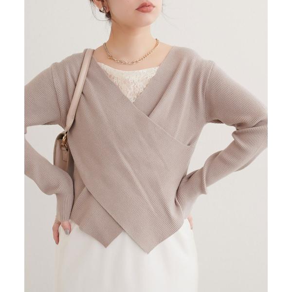 ZOZO問い合わせ番号:112450797ショップ:natural couture，ナチュラルクチュールブランド:natural couture，ナチュラルクチュール商品名:フロントクロスリブニットカテゴリ:トップス>ニット/セーター...