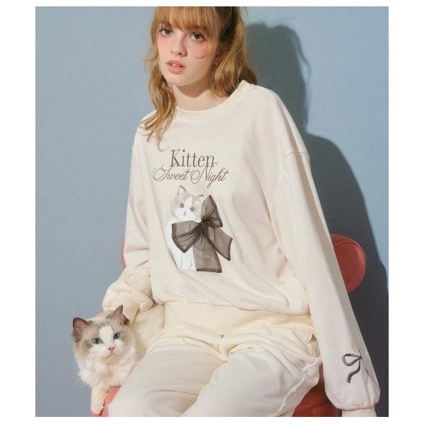 ZOZO問い合わせ番号:112451082ショップ:PEACH JOHN，ピーチ・ジョンブランド:PEACH JOHN，ピーチジョン商品名:「セットアップ・肌側ふんわり」キャット肌側起毛スウェットパジャマカテゴリ:ルームウェア>ルーム...