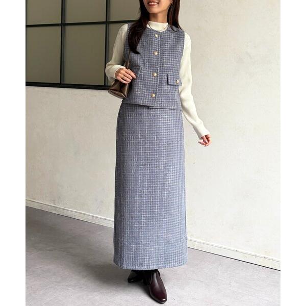 ZOZO問い合わせ番号:112492720ショップ:Chez toi，シェトワブランド:Chez toi，シェトワ商品名:ツイードベスト×ツイードナロースカートカテゴリ:オールインワン・サロペット>つなぎ/オールインワンブランド品番:...