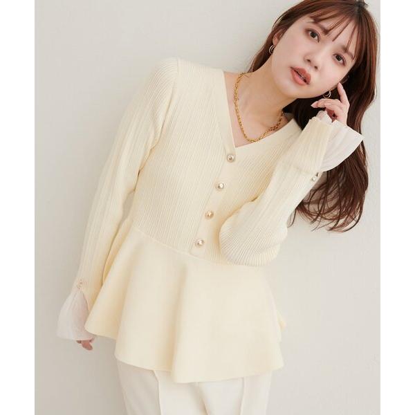 ZOZO問い合わせ番号:112535139ショップ:natural couture，ナチュラルクチュールブランド:natural couture，ナチュラルクチュール商品名:ランダムリブ×シアーペプラムニットカテゴリ:トップス>ニット...
