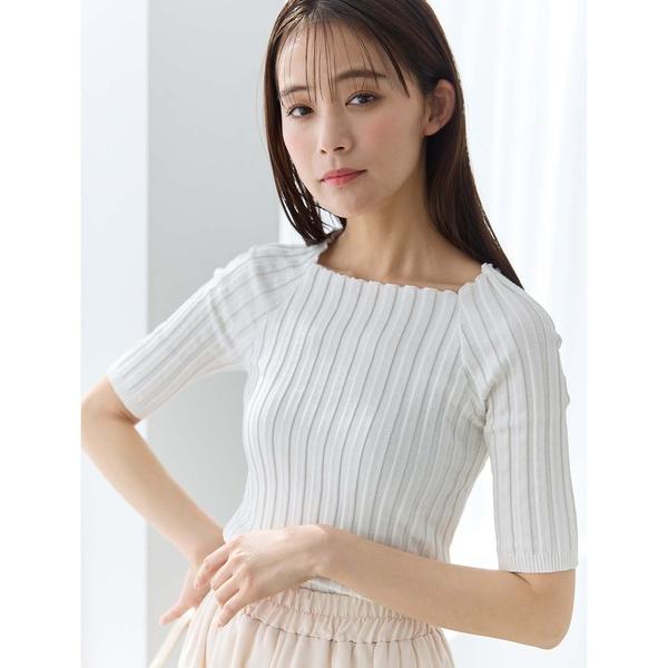 『タイムセール実施中』ZOZO問い合わせ番号:34418469ショップ:fifth，フィフスブランド:fifth，フィフス商品名:フィットニット5分袖スクエアネックカテゴリ:トップス>ニット/セーターブランド品番:ES23F8625素...