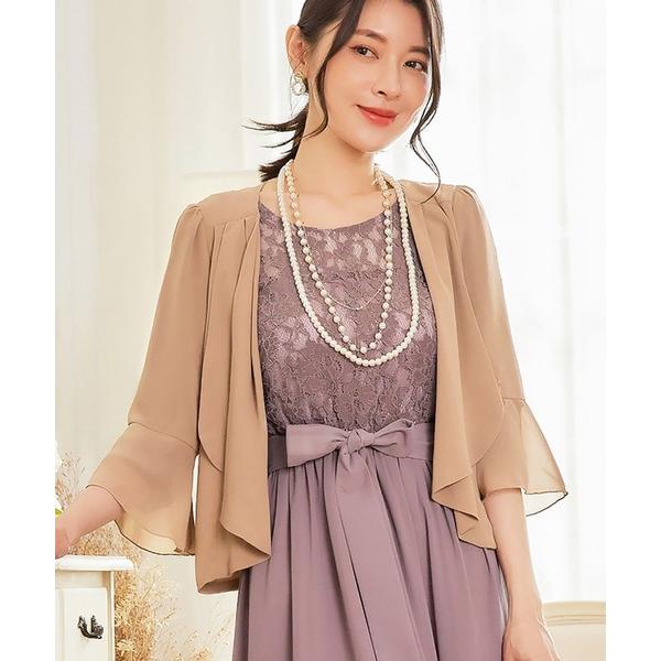 『タイムセール実施中』ZOZO問い合わせ番号:34855463ショップ:DRESS+，ドレス プラスブランド:DRESS STAR，ドレス スター商品名:7分丈薄手シフォンパーティボレロ結婚式カーディガンカテゴリ:トップス>カーディガ...