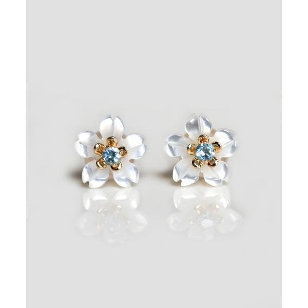 ※このアイテムは返品・交換対象外商品です。ZOZO問い合わせ番号:37382824ショップ:cui-cui，キュイキュイブランド:cui-cui，キュイキュイ商品名:シェル / カラーストーン サクラ フラワー ピアス | K18 〈誕生石...