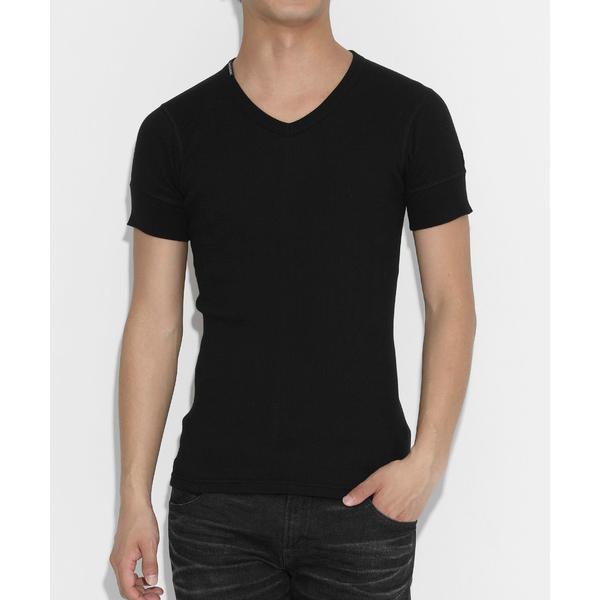 ※このアイテムは返品・交換対象外商品です。ZOZO問い合わせ番号:37651067ショップ:VANQUISH，ヴァンキッシュブランド:VANQUISH，ヴァンキッシュ商品名:VANQUISH / ヴァンキッシュ テレコ Vネック 半袖Tシャ...