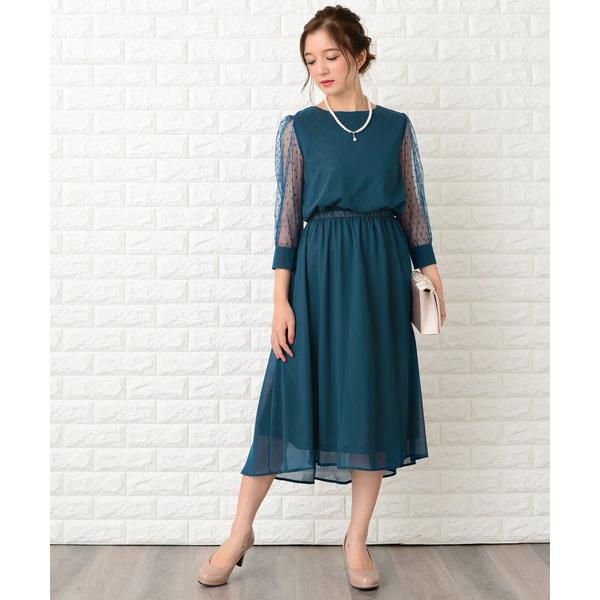 ZOZO問い合わせ番号:41467158ショップ:Lace Ladies，レースレディースブランド:Lace Ladies，レースレディース商品名:ドットチュール袖ワンピース・ドレスカテゴリ:ワンピース/ドレス>ドレスブランド品番:S...