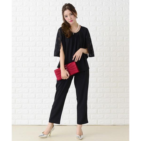 ZOZO問い合わせ番号:42606061ショップ:Lace Ladies，レースレディースブランド:Lace Ladies，レースレディース商品名:花柄レース袖シンプルセットアップ・パンツドレスカテゴリ:ワンピース/ドレス>パンツドレ...