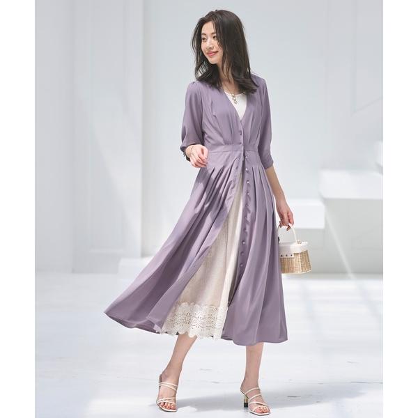 『タイムセール実施中』ZOZO問い合わせ番号:43091918ショップ:RUIRUE BOUTIQUE，ルイルエブティックブランド:RUIRUE BOUTIQUE，ルイルエブティック商品名:2wayフロントボタンタックワンピースドレス大きい...