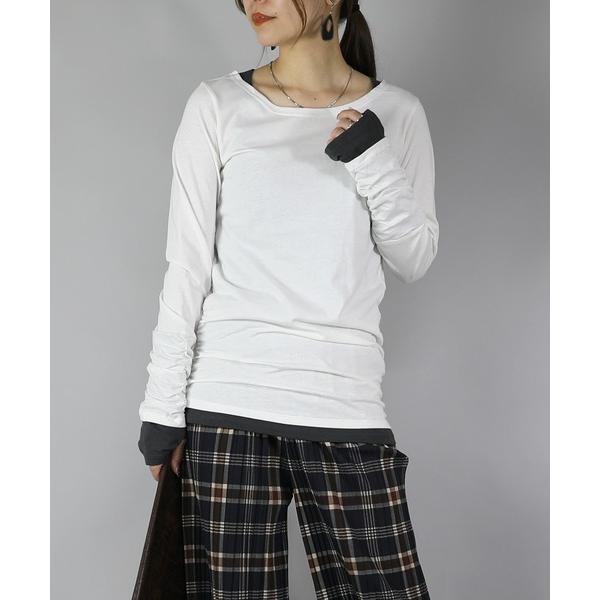 『タイムセール実施中』ZOZO問い合わせ番号:5343620ショップ:and it_，アンドイットブランド:and it_，アンドイット商品名:フェイクレイヤードくしゅくしゅ長袖Tシャツカットソー【ロンT】カテゴリ:トップス>Tシャツ...