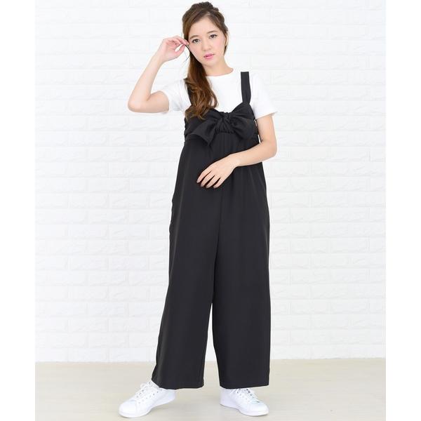 『タイムセール実施中』ZOZO問い合わせ番号:45627598ショップ:Lace Ladies，レースレディースブランド:Lace Ladies，レースレディース商品名:リボン付き サロペットワイドパンツ オールインワン・パンツカテゴリ:オ...